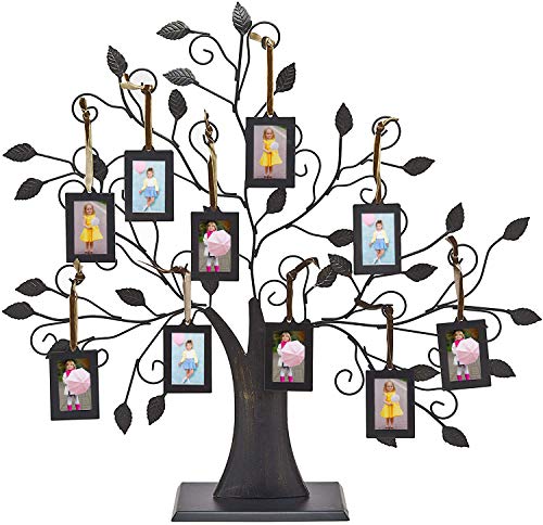 Metal Family Tree Picture Frames w/ 10 Hanging Photo Frames – The Sunny ...